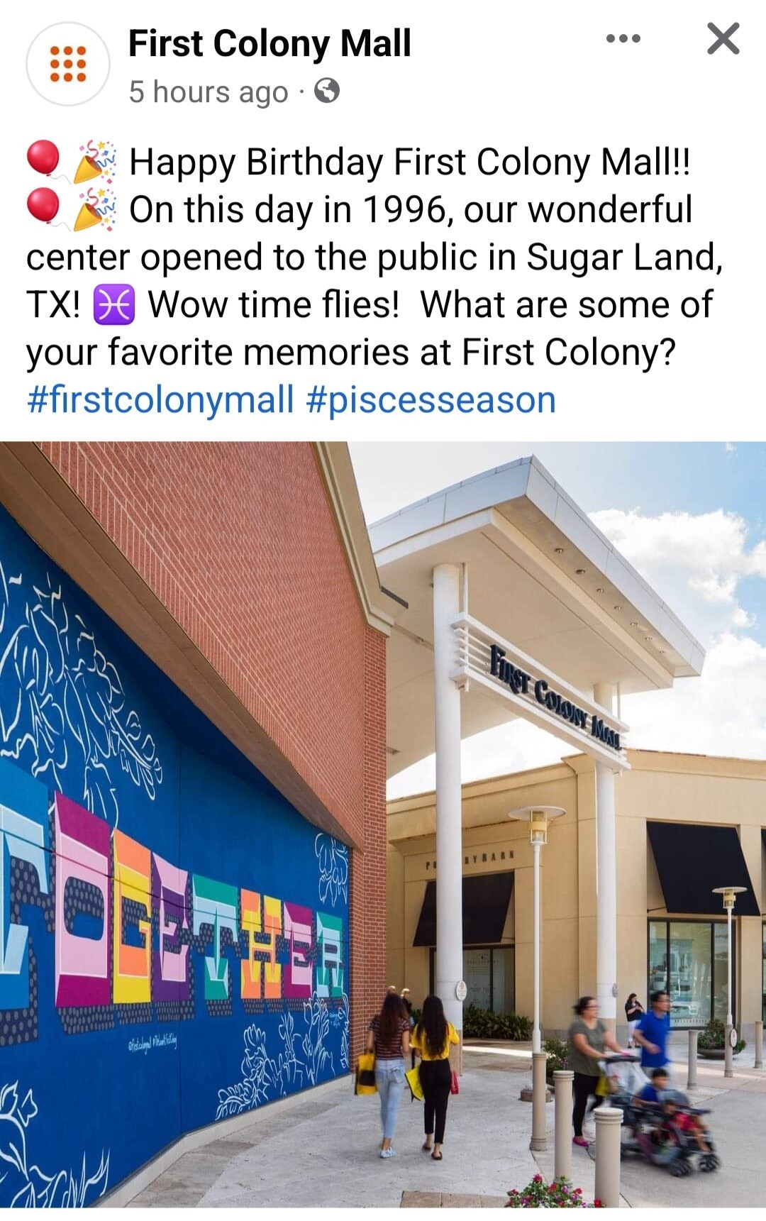 Happy Birthday First Colony Mall!!