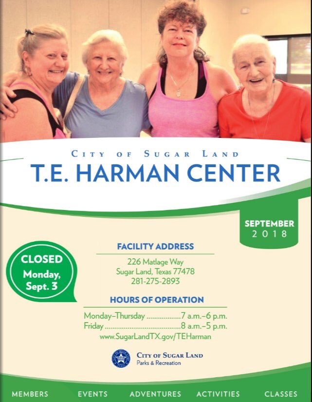 The Sept. Activity Calendar for the T.E. Harman Senior Center is