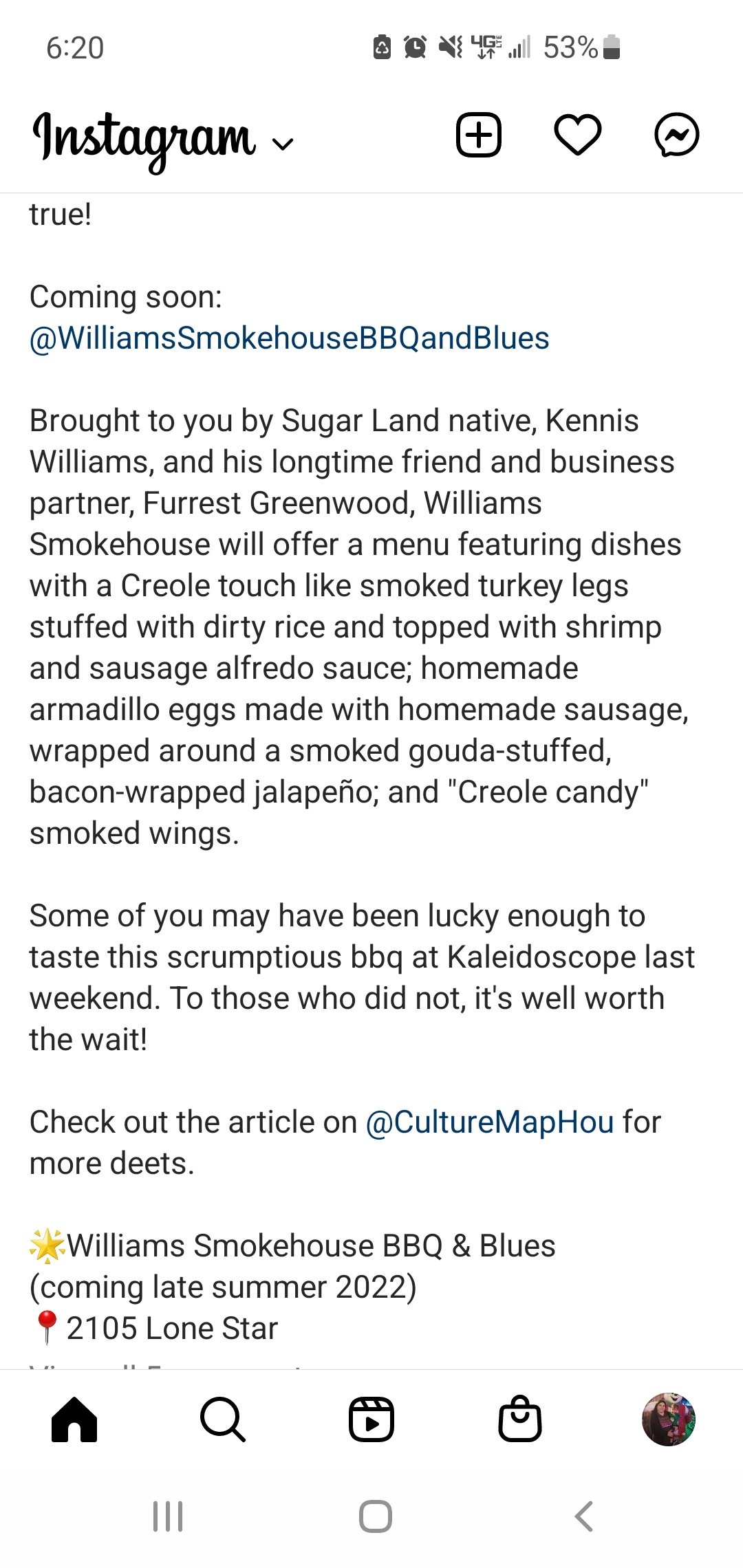 Williams Smokehouse BBQ and Blues opening this summer at Town Sq