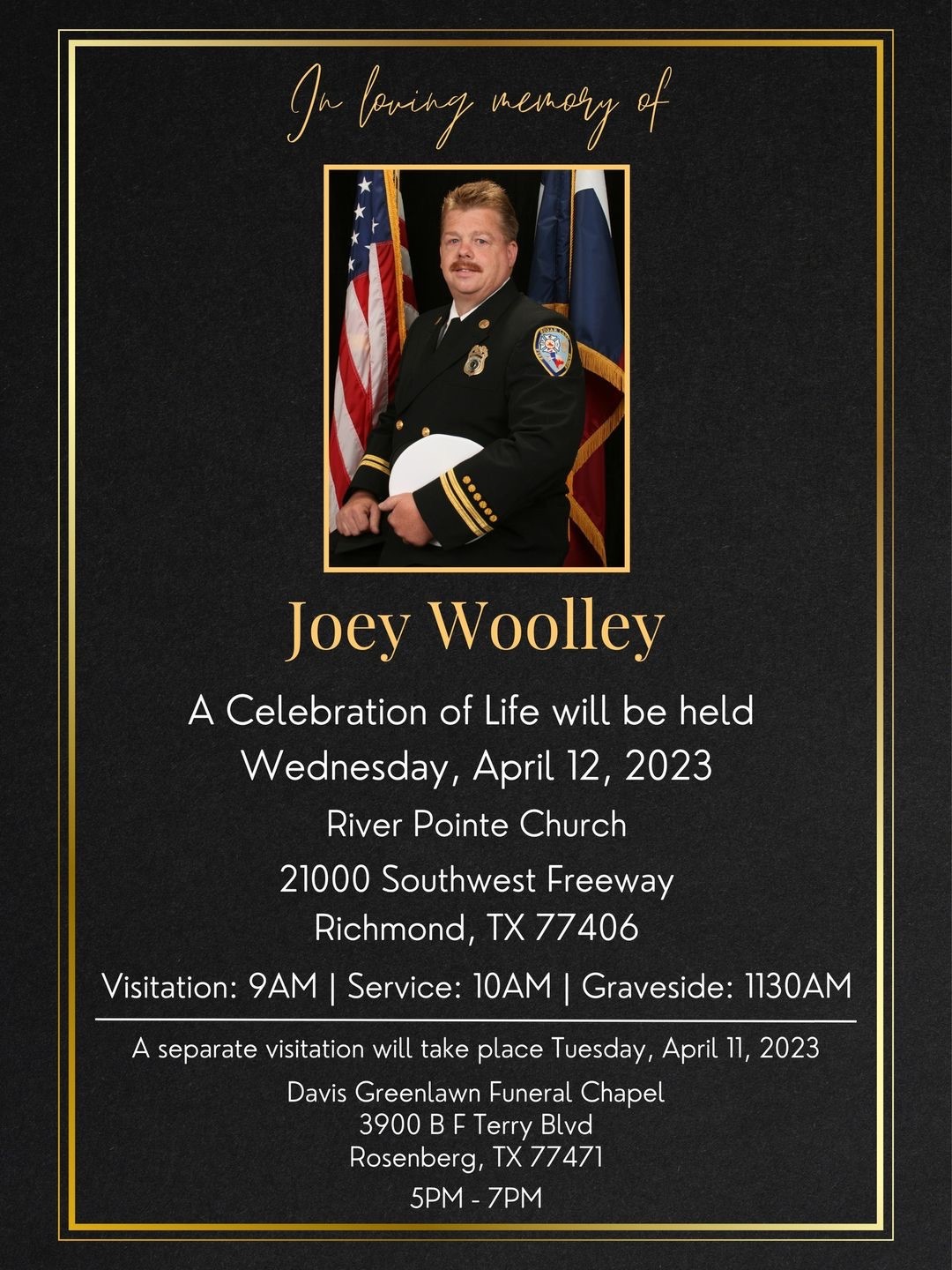 Retired Battalion Chief Joey Woolley, Sugar Land Fire - EMS